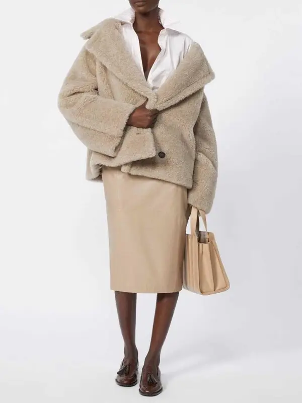 Max Mara Alpaca And Cashmere Teddy Coat Sand