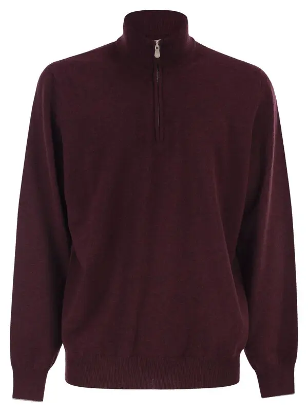 Brunello Cucinelli Cashmere Turtleneck Sweater With Zipper - Multicolor