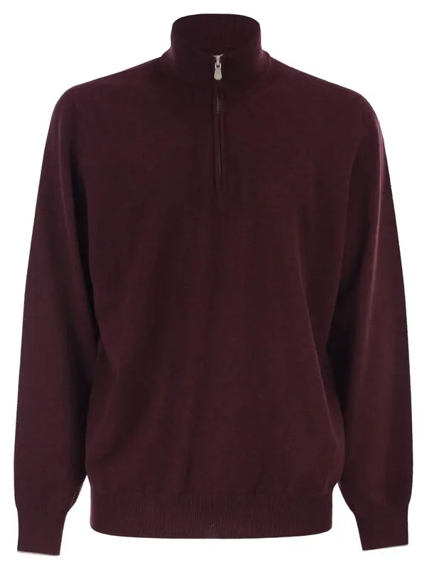 Brunello Cucinelli Cashmere Turtleneck Sweater With Zipper - Multicolor