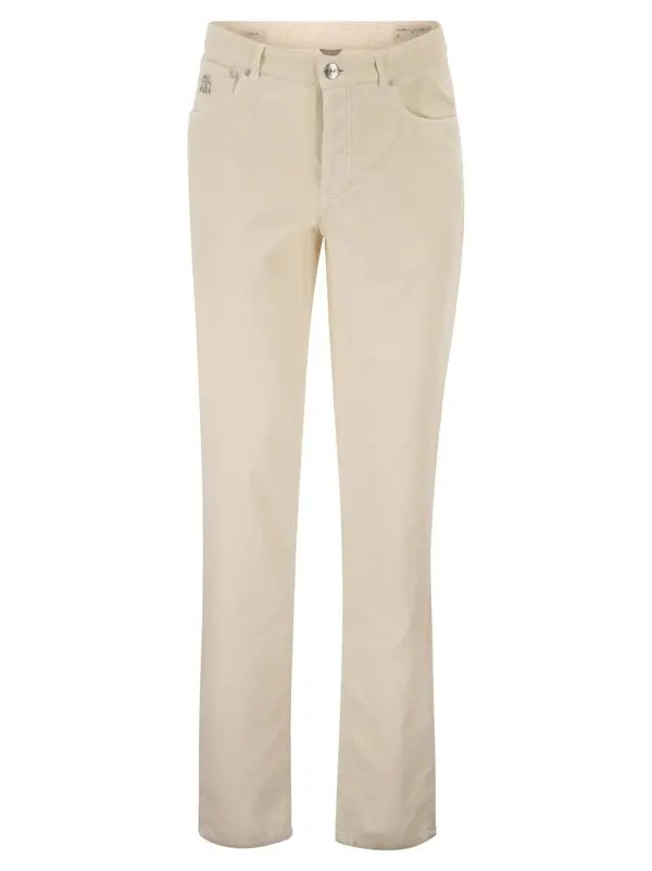 Brunello Cucinelli Five-pocket Cotton Corduroy Trousers - White