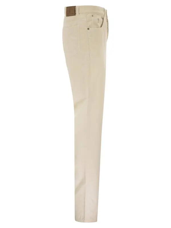 Brunello Cucinelli Five-pocket Cotton Corduroy Trousers - White