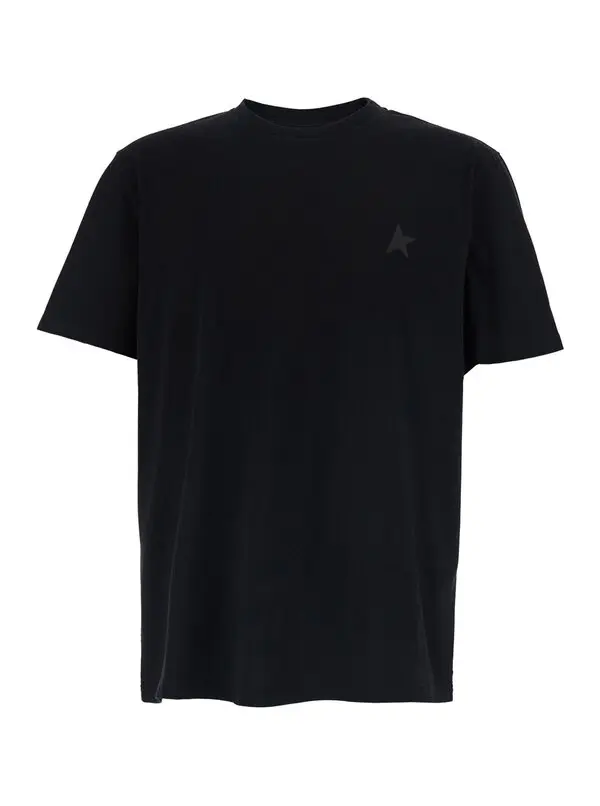 GOLDEN GOOSE Crew Neck T-shirt With Star Detail On The Front In Cotton For - Black