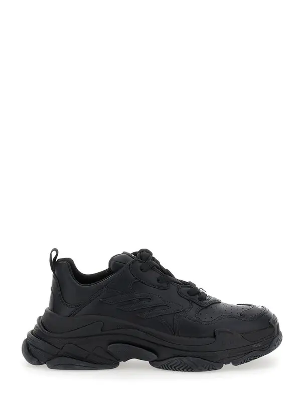 Balenciaga Triple S Sporty' Black Sneaker With 3b Logo Embroidered On The Side And Worn Effect In Tech Fabric - Multicolor