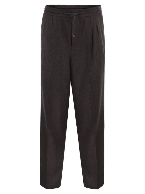 Brunello Cucinelli Tailored Jogger Trousers In Virgin Wool - Brown