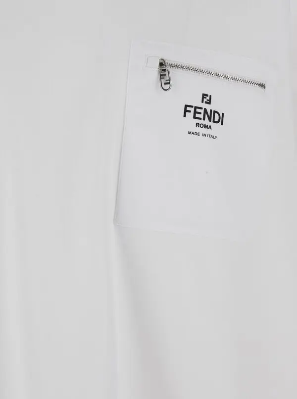 Fendi T-shirt With Logo Print On The Front In Cotton - White