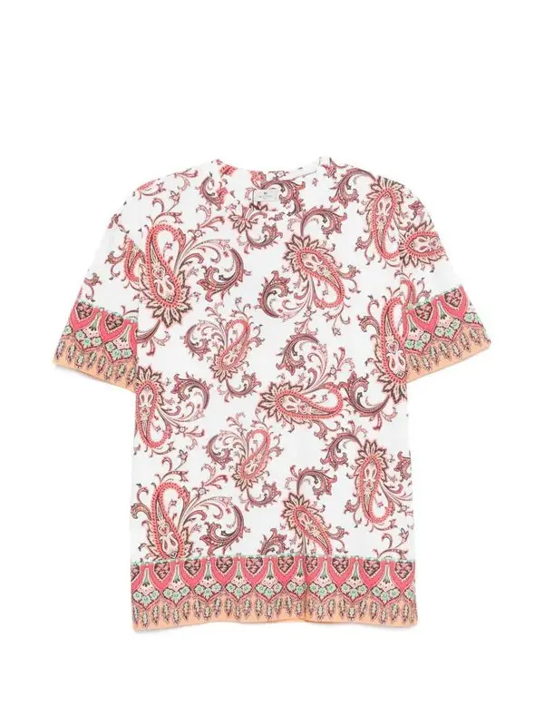 Etro T-shirt With Paisley Trim - Multicolor