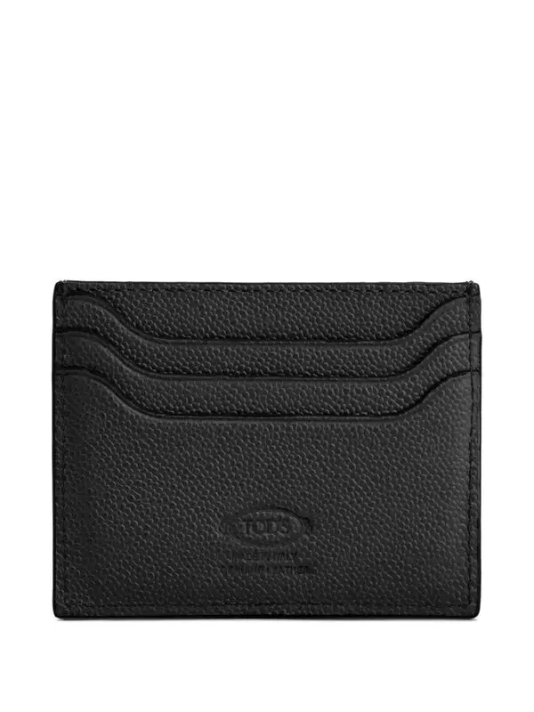 TOD'S Grained Leather Cardholder With Metal T Timeless Logo