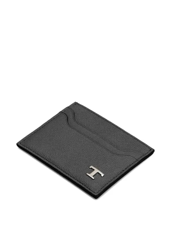 TOD'S Grained Leather Cardholder With Metal T Timeless Logo