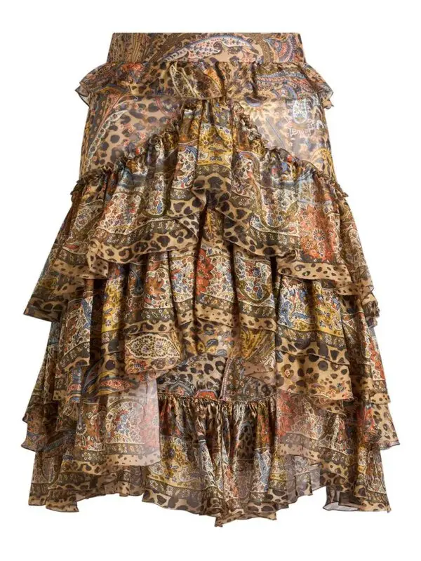 Etro Ruffled Paisley Skirt