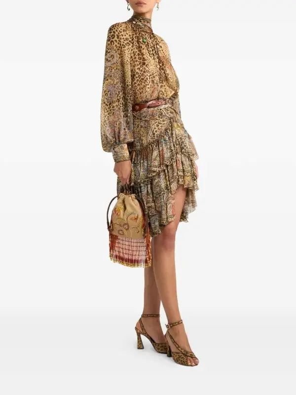 Etro Ruffled Silk Paisley Skirt - Multicolor