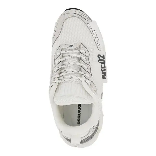 Dsquared2 Faster Suede Leather And Mesh Sneakers - White