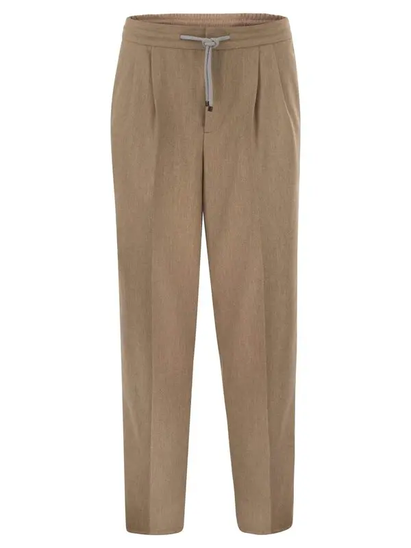 Brunello Cucinelli Tailored Jogger Trousers In Virgin Wool - Brown