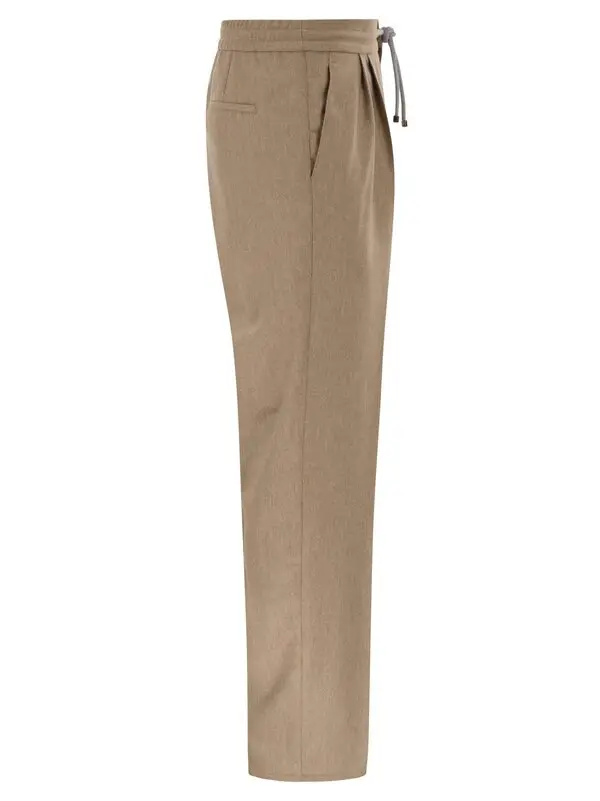 Brunello Cucinelli Tailored Virgin Wool Jogger Trousers - Brown