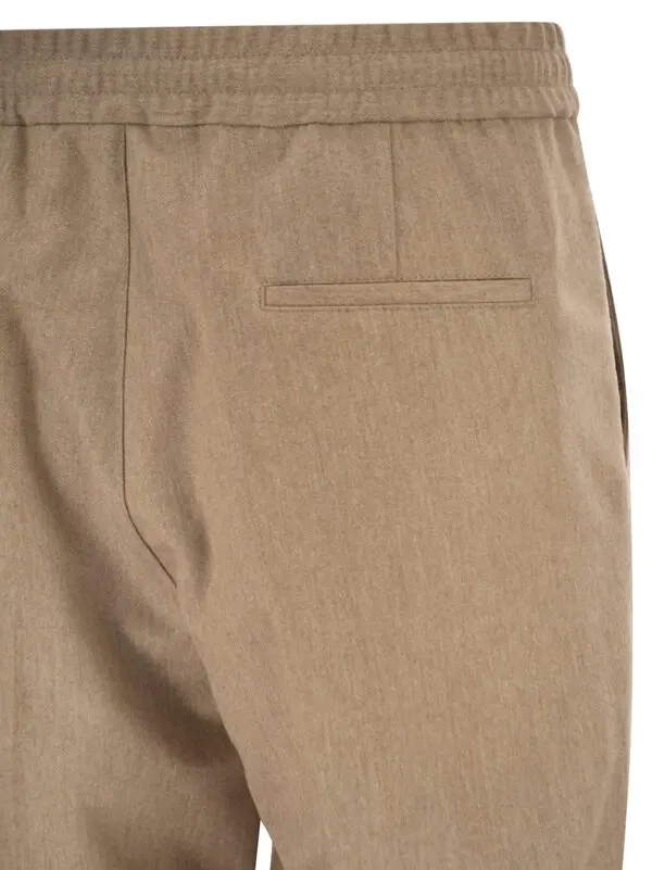 Brunello Cucinelli Tailored Virgin Wool Jogger Trousers - Brown