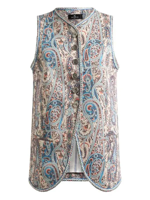 Etro Jacquard Vest With Floral Paisley Pattern