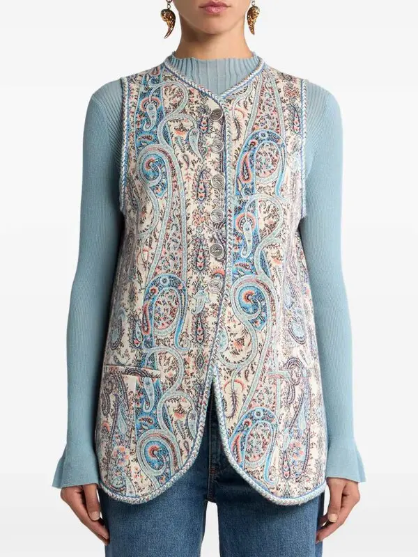 Etro Jacquard Vest With Floral Paisley Pattern
