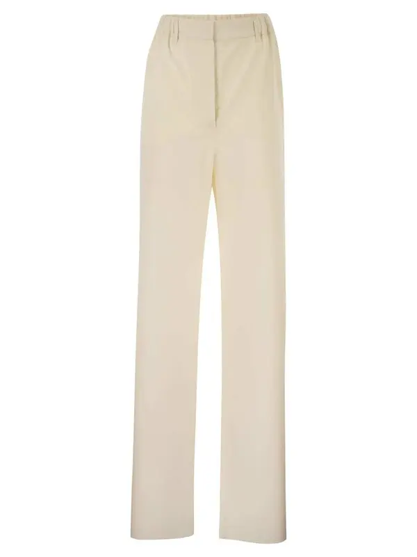 Max Mara Mxmeditto Fluid Tailored Trousers In Pure Virgin Wool - Cream