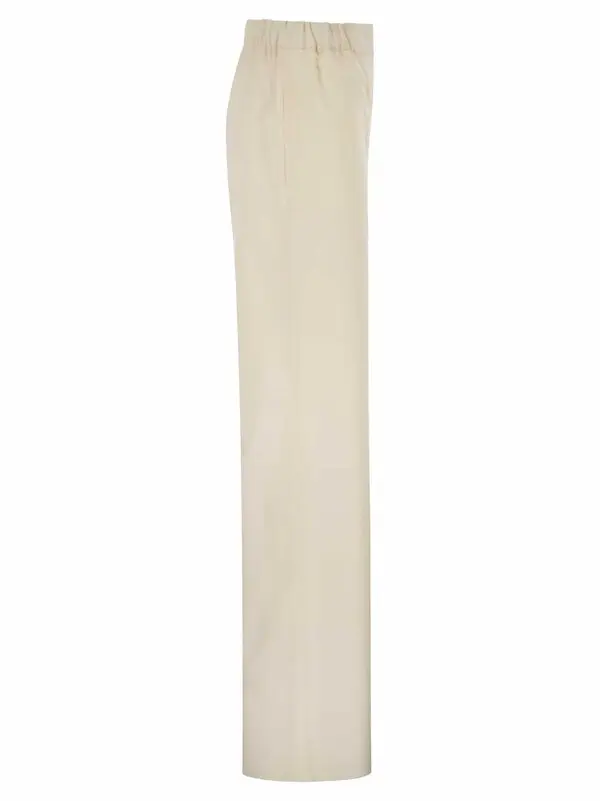 Max Mara Mxmeditto Fluid Tailored Trousers In Pure Virgin Wool - Cream