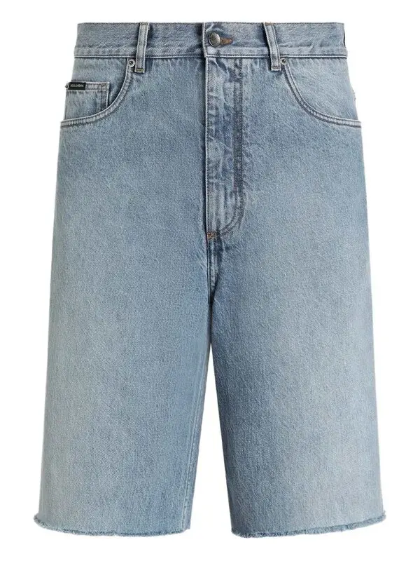 Dolce & Gabbana Logo Denim Shorts - Blue