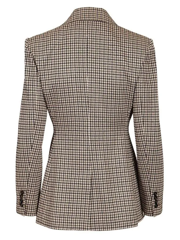 Max Mara Houndstooth Double-breasted Wool Blend Blazer - Multicolor