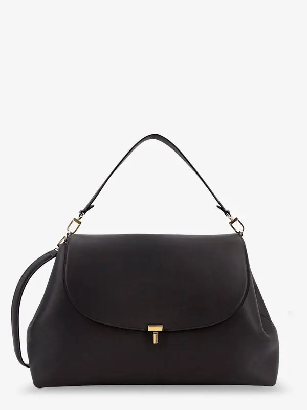TOTEME T-lock Leather Shoulder Bag - Black