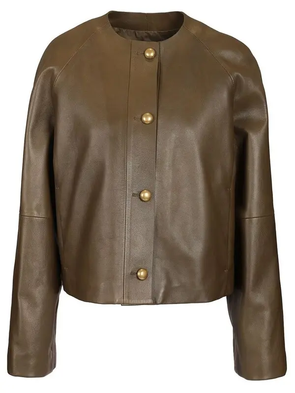 Max Mara Nappa Crew Neck Jacket - Green