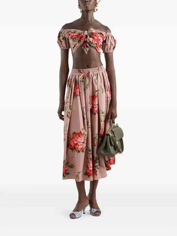 Dolce & Gabbana Floral Pleated Midi Skirt - Multicolor