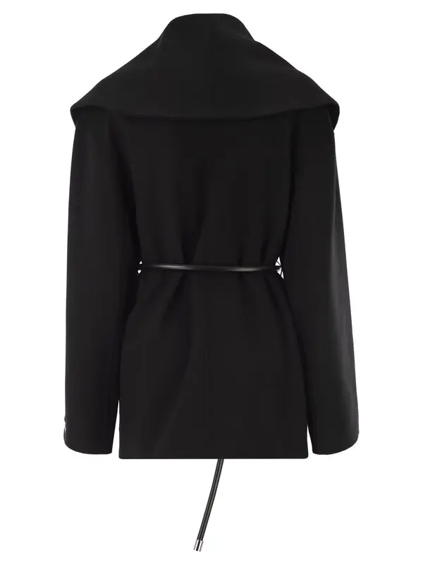 Sportmax Virgin Wool Wrap Short Coat - Black