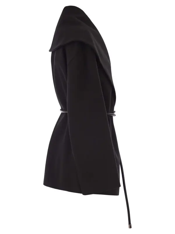 Sportmax Virgin Wool Wrap Short Coat - Black