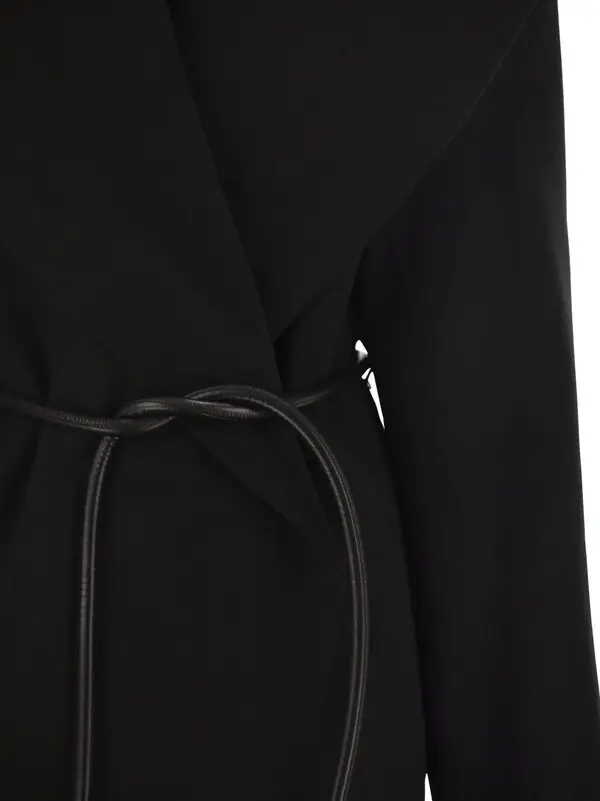 Sportmax Virgin Wool Wrap Short Coat - Black