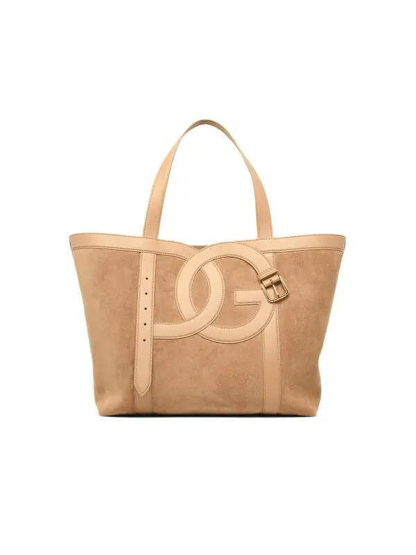 Dolce & Gabbana Shopping Dg Belt Suede Bag - Cream