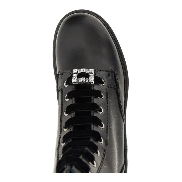 ROGER VIVIER Leather Viv' Rangers Truck Boots - Black