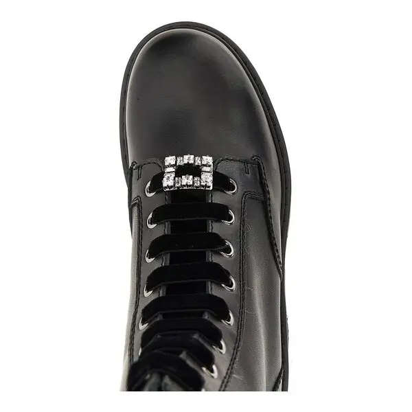 ROGER VIVIER Leather Viv' Rangers Truck Boots - Black