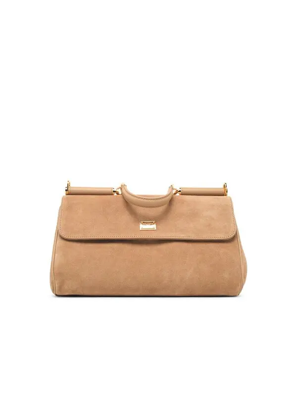 Dolce & Gabbana Medium 'my Sicily' Bag In Beige Suede - Cream