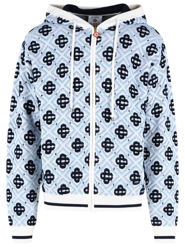 Casablanca Wool Monogram Hoodie - Blue