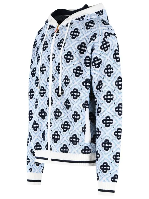 Casablanca Wool Monogram Hoodie - Blue