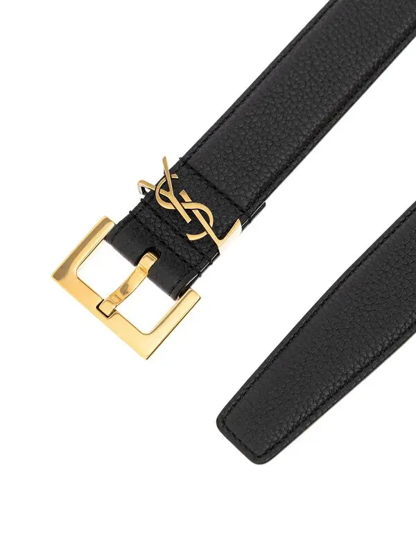 Saint Laurent Soft Leather Belt With Gold Metal Buckle
