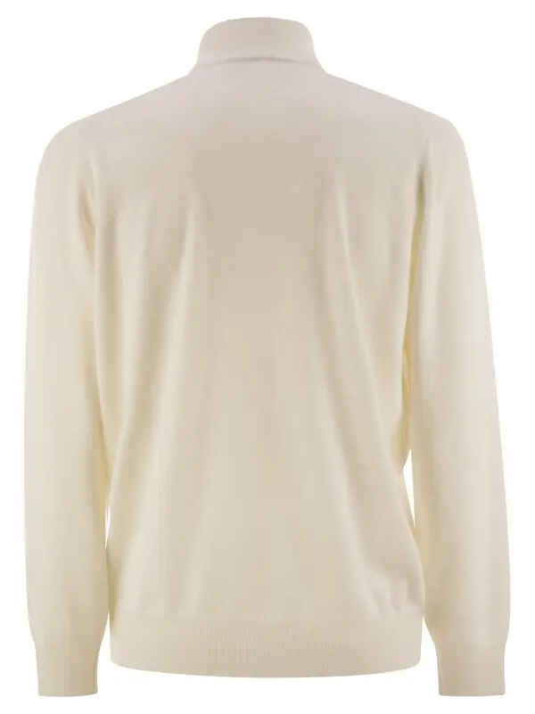 Brunello Cucinelli High-necked Cashmere Sweater With Zip Opening