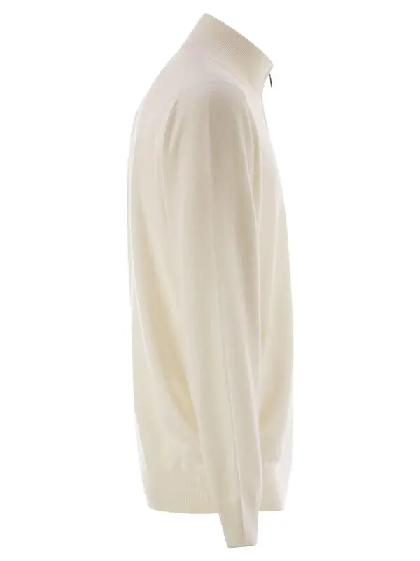 Brunello Cucinelli High-necked Cashmere Sweater With Zip Opening