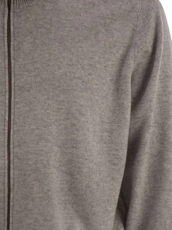 Brunello Cucinelli High-necked Cashmere Cardigan With Zip - Multicolor