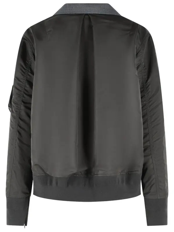 Sacai Blazer In Grey And Green Wool Blend