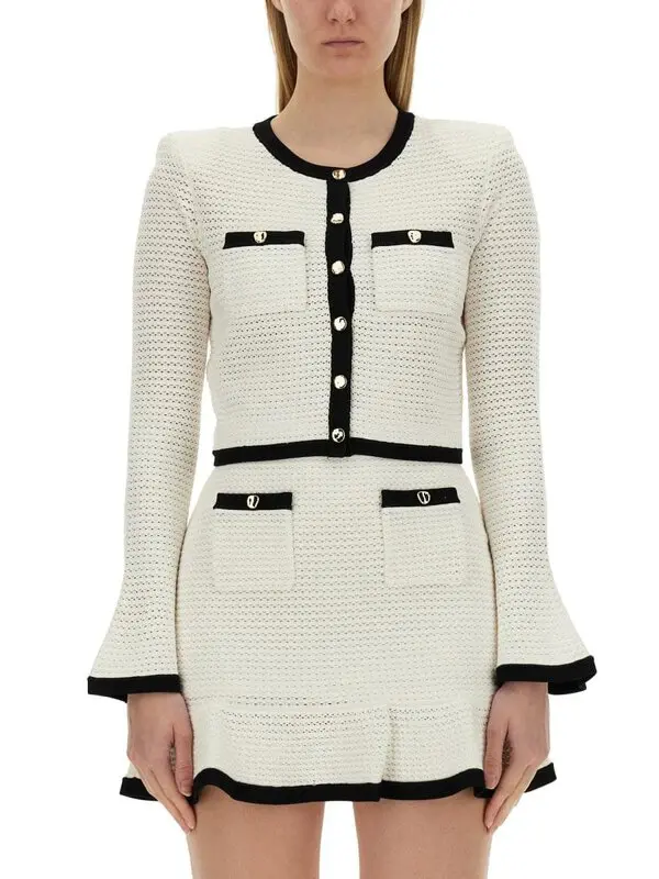 SELF-PORTRAIT Crochet Cardigan - White