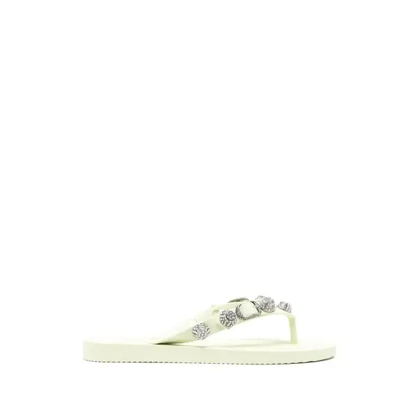 Balenciaga Crystal-embellished Rubber Flip-flops - Green