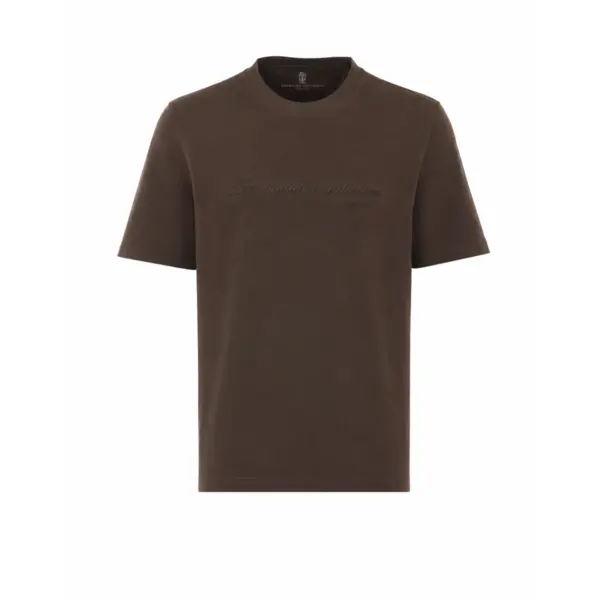 Brunello Cucinelli T-shirt With Embroidery - Brown