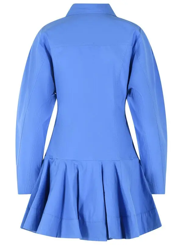GANNI Light Stretch Cotton Mini Dress - Blue