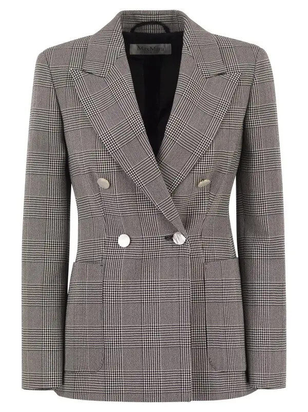 Max Mara Mxmaccordo Double-breasted Prince Of Wales Virgin Wool Blazer - Multicolor