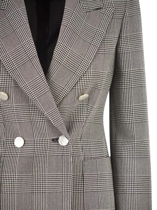 Max Mara Mxmaccordo Double-breasted Prince Of Wales Virgin Wool Blazer - Multicolor
