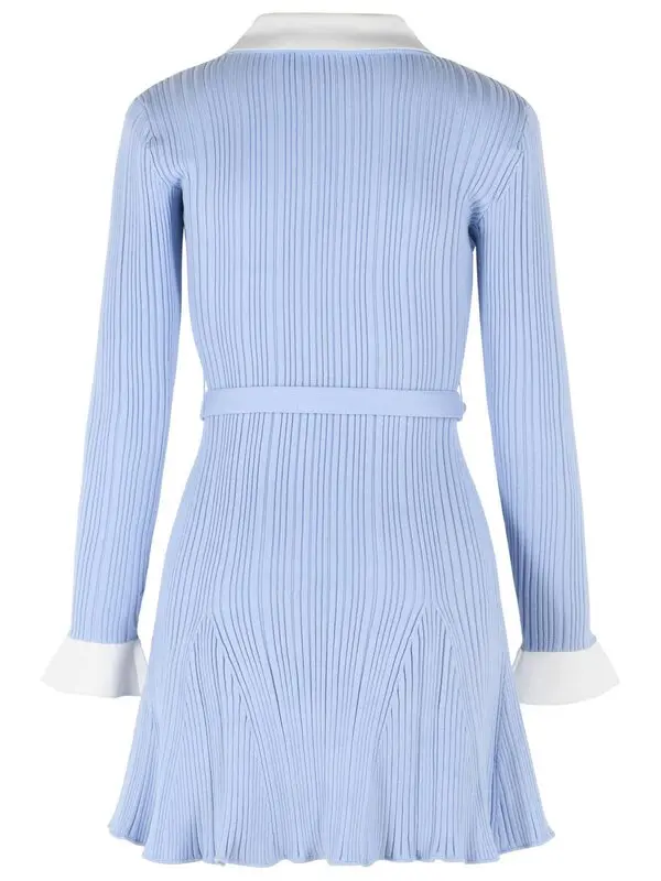 SELF-PORTRAIT Ribbed Viscose Blend Mini Dress