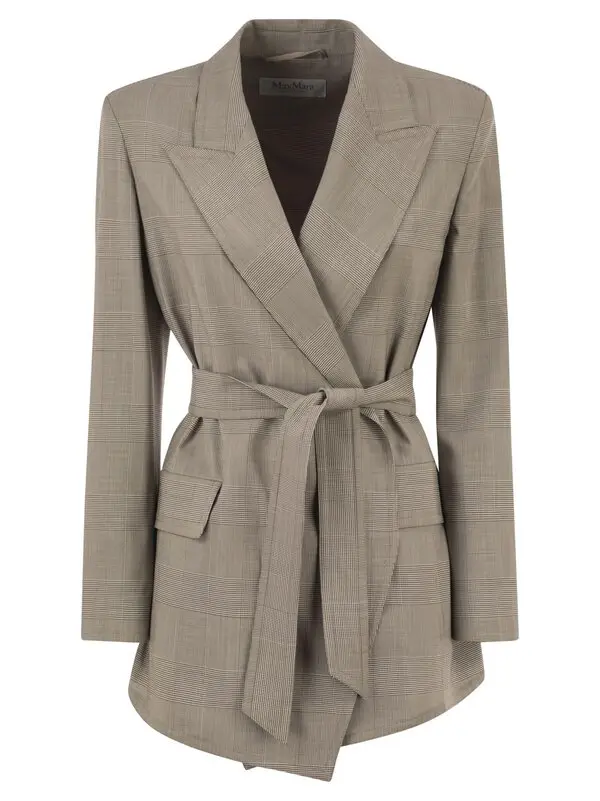 Max Mara Mxmnasello Prince Of Wales Tailored Blazer With Belt - Brown
