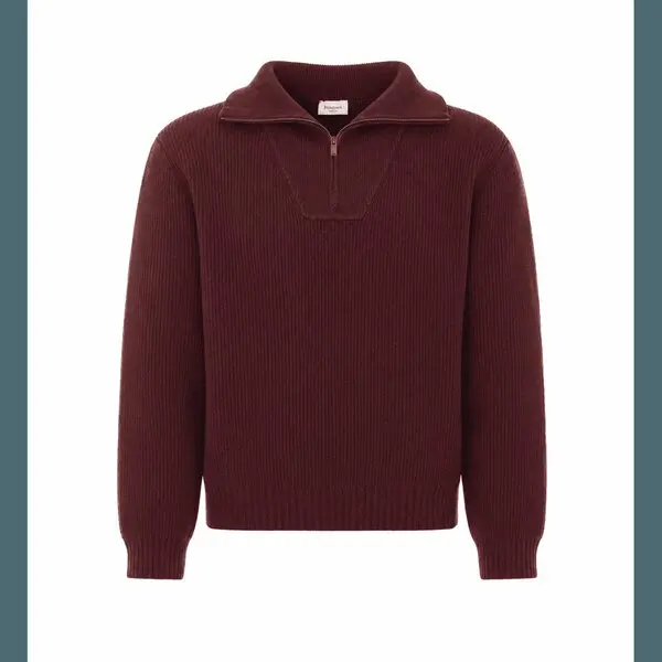 Saint Laurent Knitted Zip Sweater - Red